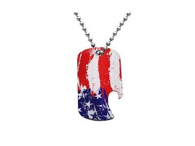 China Stamped Stainless Steel Dog Tag Bottle Opener,Funny US army military dog tab bottle opener with ball chain, off printed for sale