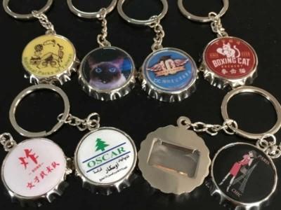 China Promotion Printed Cap Keychain Beer Bottle Opener,Custom cheap promotion gift, zinc alloy bottle cap shape beer bottle o for sale