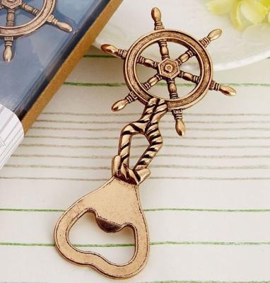 China Die casting metal alloy 2D rudder shape beer bottle opener, antique copper plating, cool innovative wedding favor for sale