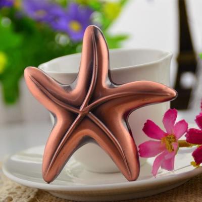 China Die casting metal alloy 2D Sea Star Antique Copper beer bottle opener, cool innovative wedding favor for sale