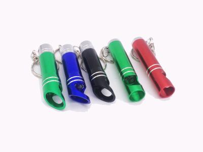 China Personalized Anodized Aluminum LED Flashlight Light Keychain Beer Bottle Opener, Laser Engrave Logo, Cheap Key Ring for sale