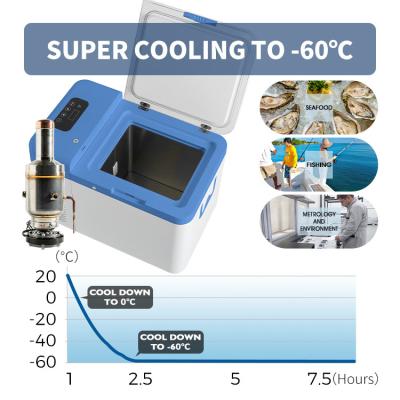 Cina 17Capacità di.5 kg Piccolo congelatore a -60 gradi per lo stoccaggio domestico e le attività all'aperto in vendita