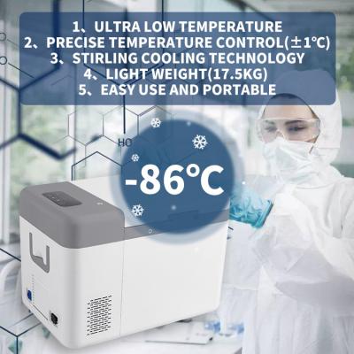 China Congelador de temperatura única portátil de 25L para laboratório de 25c a -86c à venda