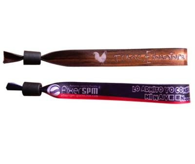 China Custom one side printing logo fabric polyester satin bracelet for sale