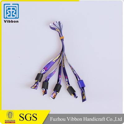 China Cheap promotional events free sample custom satin ribbon wristband with barrel plastic lock for sale