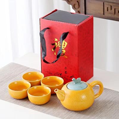 Cina Relazioni con gli ex studenti Set di tè Dajidali Desiderio di cuore Cassa regalo arancione con quattro tazze e una teiera in vendita