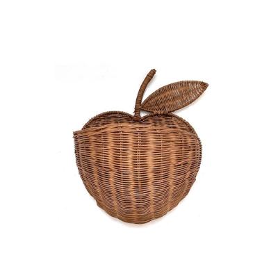 China Silk Screen Printing Handmade Rattan Woven Apple Storage Basket for Home Organization for sale