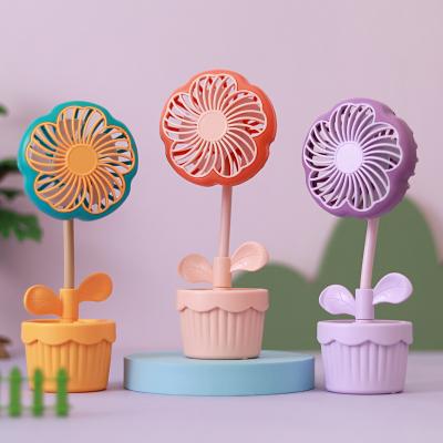 China Office Products Rechargeable Potted Plant Fan in Cute Cartoon Flower Design for Summer for sale