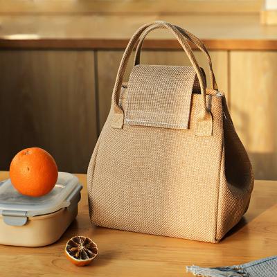Cina Borsa da pranzo di giuta di grande capacità con isolamento in foglio di alluminio e logo del cliente in vendita