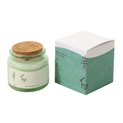 Cina 2 Color Graphics Stampa su Legno di sughero Tazza verde Candela di aromaterapia per Niche Event in vendita
