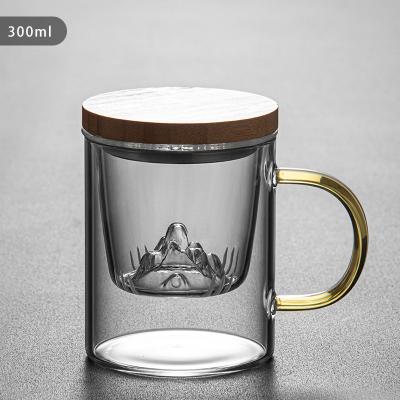 Cina Coppa di vetro ad alto borosilicato Guanshan Coppa di tè in bambù e legno Set per regali d'affari in vendita