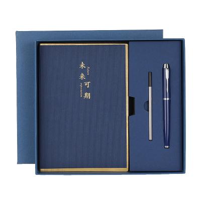 Cina Giallo Business cuoio Face Book Gift Box con due pezzi Set di notebook penna di firma in vendita