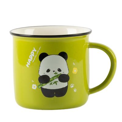 Cina Regalo per il benessere dei dipendenti Carino cartone animato di panda Tazza d'acqua in ceramica con stampa UV e a colori in vendita