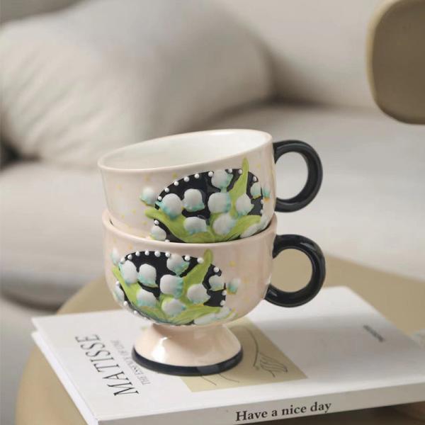 Quality Travel Agency Essentials Hand Painted Lily of the Valley Ceramic Coffee Cup from for sale