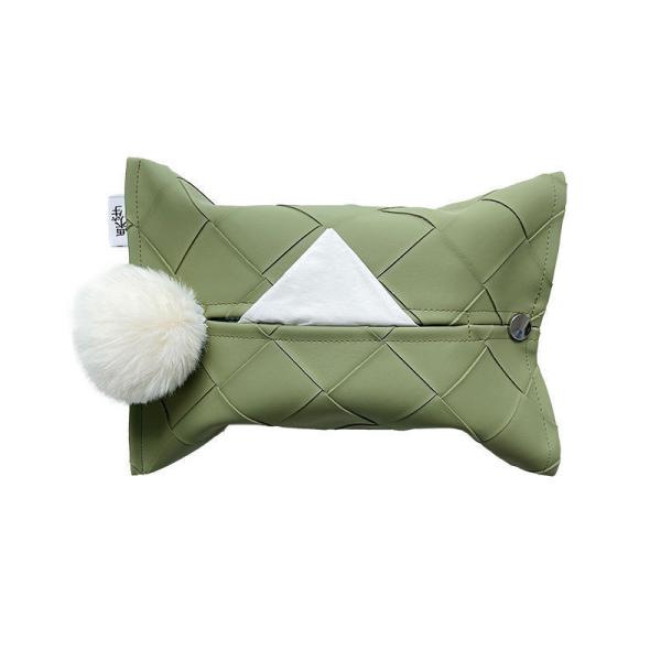 Quality Presentation Gift Set Woven Leather Coffee Table Tissue Box with Silk Screen for sale