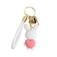 Quality 2 Color Graphics Resin Woven Love Rabbit Keychain for Mid Autumn Festival for sale