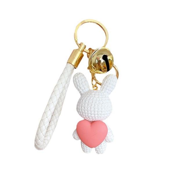 Quality 2 Color Graphics Resin Woven Love Rabbit Keychain for Mid Autumn Festival for sale