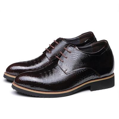 China Stealth Increase 6cm Elevator Men Shoes Genuine Leather Black Lace Up Dress Shoes for sale