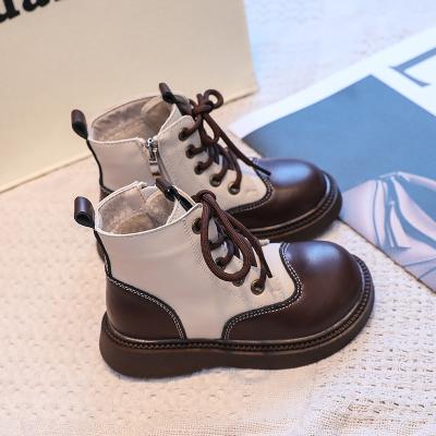 China Durable Boys Leather School Shoes Round Toe and Laces for Added Comfort for sale