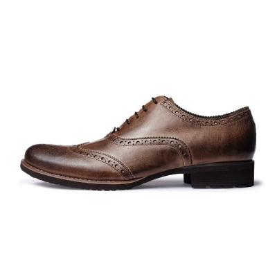 Cina Scarpe da uomo di taglia normale Scarpe da ginnastica di pelle marrone in vendita