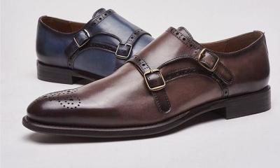 China Sapatos de couro italiano de moço, calças de couro para homens, detalhes. à venda