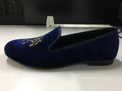 China Duurzame Mens Velvet Loafers Ronde Toe Mensen Blauwe Suede Slip On Shoes Te koop