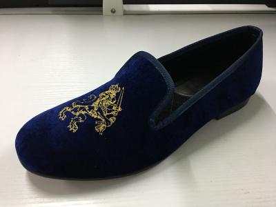 China Duurzame Mens Velvet Loafers Ronde Toe Mensen Blauwe Suede Slip On Shoes Te koop