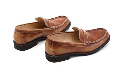 China Breathable Men Bruine Penny Loafers, Echte Lederen Loafers Te koop