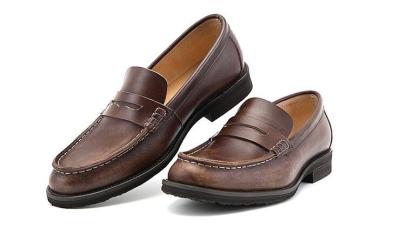 China Breathable Men Bruine Penny Loafers, Echte Lederen Loafers Te koop