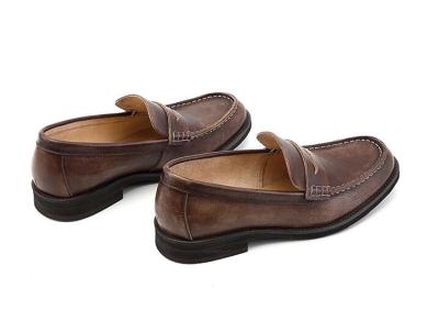 China Breathable Men Bruine Penny Loafers, Echte Lederen Loafers Te koop