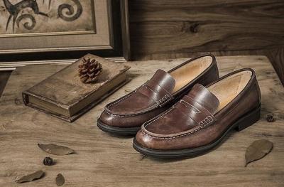 China Breathable Men Bruine Penny Loafers, Echte Lederen Loafers Te koop