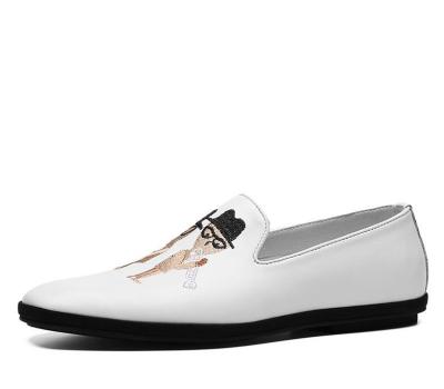 China Handgeschilderde platte, zachte lederen loafers, gedrukte mannenloafers met patronen Te koop