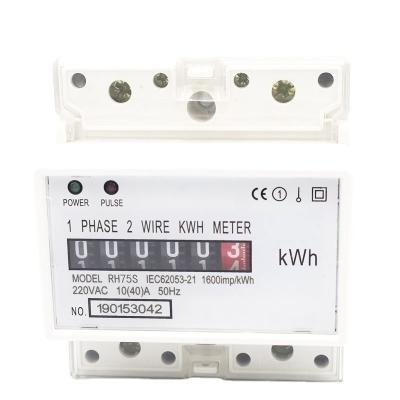 China High DIN Rail Single Phase Two Wire Electronic Watt Power Energy Counter LCD 5+1 Digits Display for sale