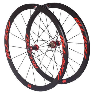 China Alloy Bicycle Rim RUJIXU 700C Carbon Fiber Wheel Set V/C40mm Road Bicycle Wheel with Clincher Rim V Brake System for sale