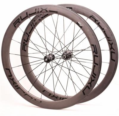 China RUJIXU 700C Road Bike Clincher Carbon Fiber Wheel Set 38/50mm V Brake Braking System for Bicycles for sale