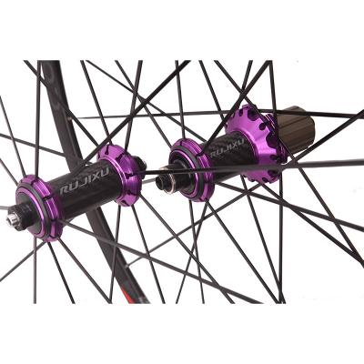 China Ceramic Bearing Hub Carbon Road Wheelset 25mm Width With Straight Flat Spokes for sale