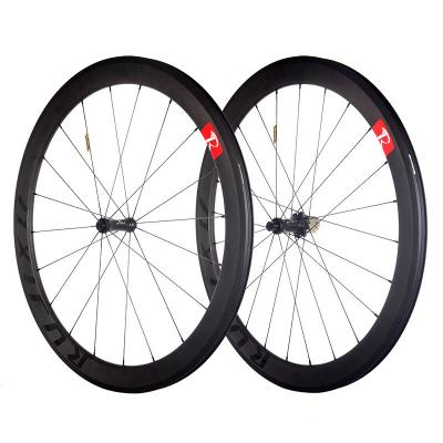 China 700c Carbon Fiber Road Bike Bicycle Wheelset 60T Ratchet Hub V Brake System Lightweight and for Road Bicycles 50mm 1290g for sale