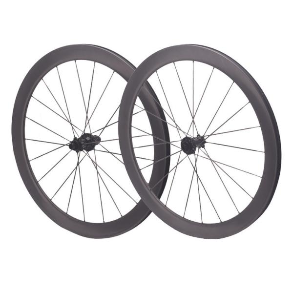 Quality Black Carbon Road Bike Wheelset With Carbon Fiber Spokes And Straight Pulls for sale