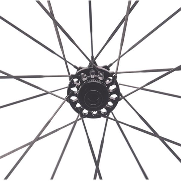 Quality Black Carbon Road Bike Wheelset With Carbon Fiber Spokes And Straight Pulls for sale
