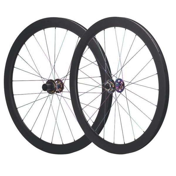 Quality Carbon Fiber Hub 700C Road Wheelset 46mm Depth Disc Brake 32 Holes Spokes for sale