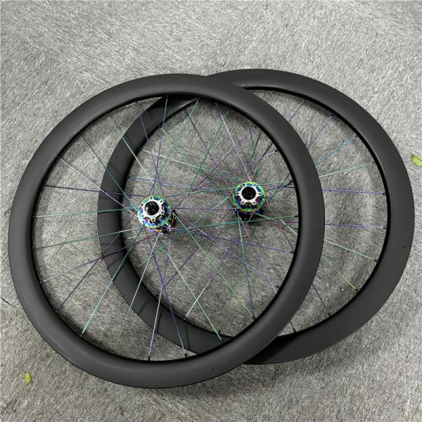 Quality Carbon Fiber Hub 700C Road Wheelset 46mm Depth Disc Brake 32 Holes Spokes for sale