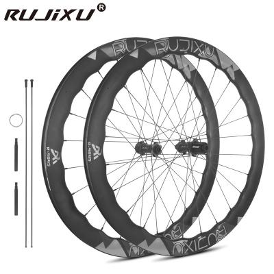 China Lightweight Carbon Disc Brake Wheelset 54T Ratchet Wave Shape Carbon Road Bike Wheelset for sale