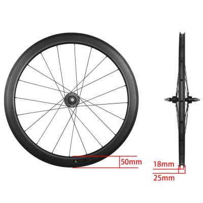 China Carbon 700C Fixed Gear Wheelset 50mm Vacuum Rim Road Bike Wheelset for sale