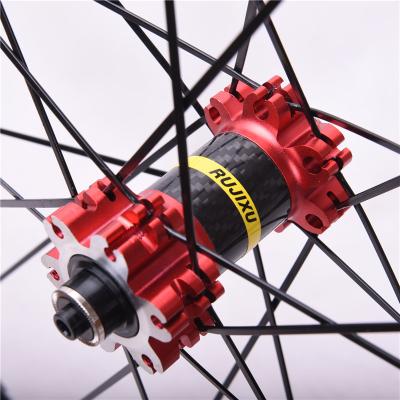 China 24 Holes Carbon Fiber MTB Wheelset Straight Ribbed Smooth Bearings Front 2 Edge 4 Aluminum Wheels for sale