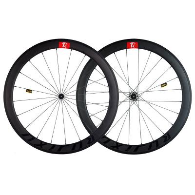 China Clincher Tubeless Carbon Road Bike Wheelset 700c With V/C Brake And Carbon Rims for sale