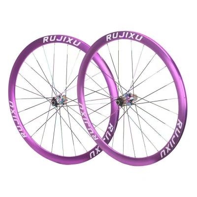 China Purple Disc Brake Wheelset Six Bolt Aluminum Alloy Bicycle 700c Bike Wheelset for sale