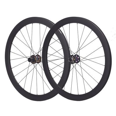 China 700C RUJIXU Carbon Fiber 46MM Rim Five Perrin Disc Brake 24H Super Loud HUB Road Disc Brake Wheel Set for End Road Bikes for sale