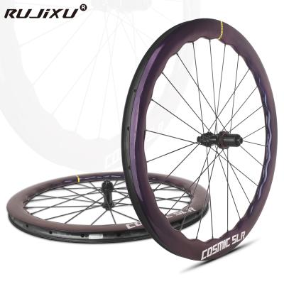 China T700T800 Carbon Cloth 6 Claw Super Loud Hub Variable Speed Rim Center Lock Disc Brake Wheel Set for Road Bicycle 5045mm Wave for sale