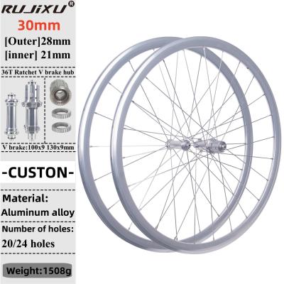 China High-quality 700C Road Bicycle Wheelset Aluminum Alloy with 30mm V/C Brake Custom Logo Support Bike Wheelset for sale