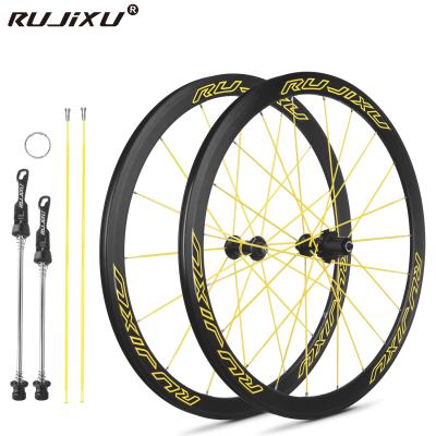 China 700C Yellow Logo Road Bike Wheelset 144Rings Disc Brake Six-Claw Knife Ring Wind-Breaking Flat Spokes Aluminum Alloy 700C for sale